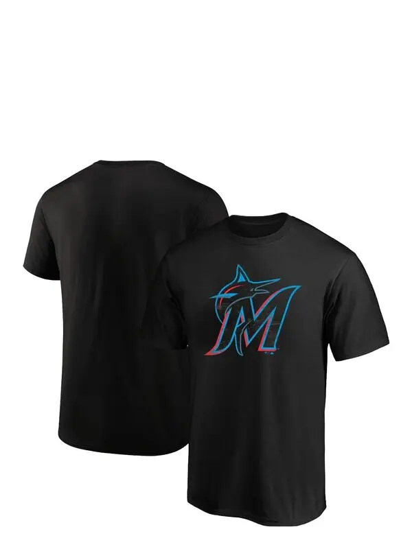 Profile Miami Marlins Big & Tall Distressed Logo T-shirt - Black