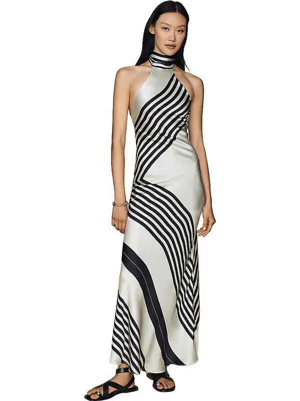 DELFI COLLECTIVE Halter Maxi Dress - Striped