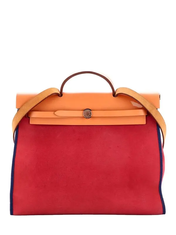 Hermès Herbag Zip Leather And Toile 39 - Red