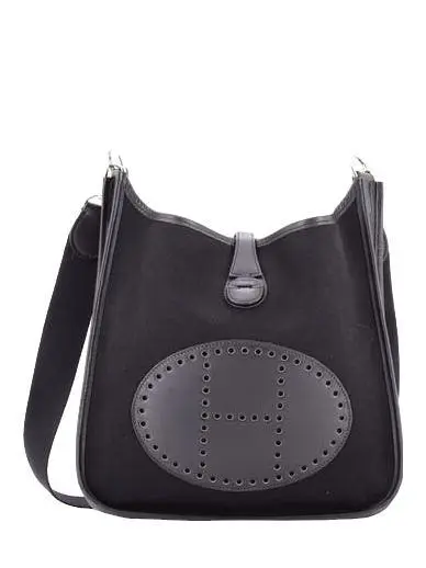 Hermès Evelyne Bag Gen I Toile And Leather Pm - Black