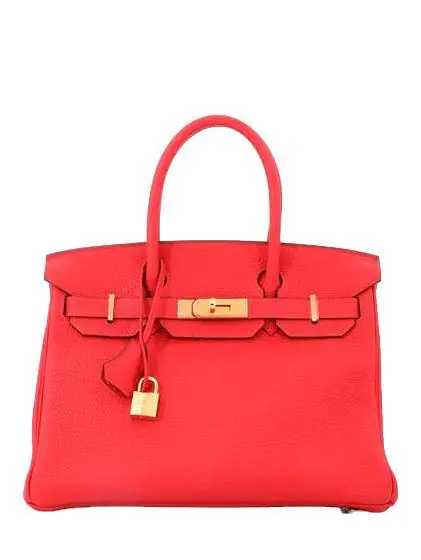 Hermès Birkin Handbag Clemence With Gold Hardware 30 - Red