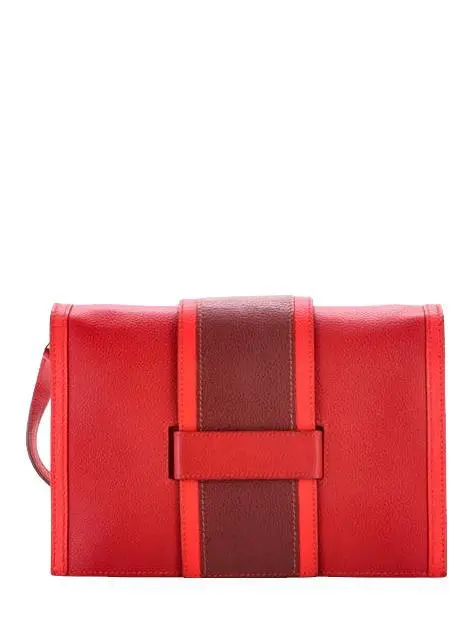 Hermès H Passant Clutch Shoulder Bag Evercolor - Red