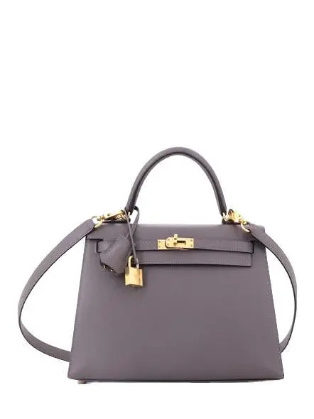 Hermès Kelly Handbag Epsom With Gold Hardware 25 - Grey
