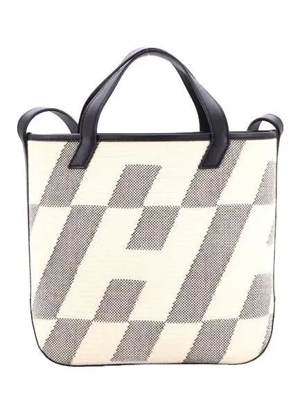 Hermès Cabas H En Biais Tote Canvas With Leather 27 - Black
