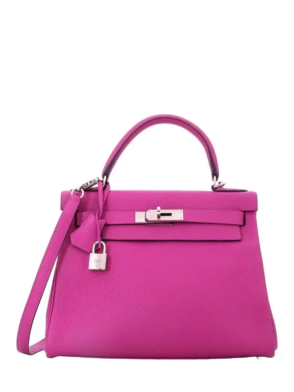 Hermès Kelly Handbag Togo With Palladium Hardware 28 - Pink