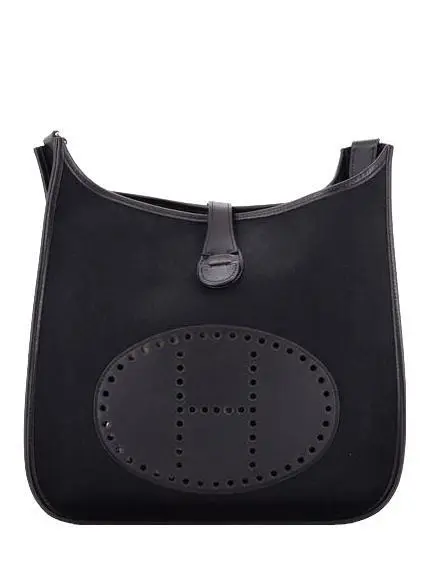 Hermès Evelyne Bag Gen I Toile And Leather Gm - Black