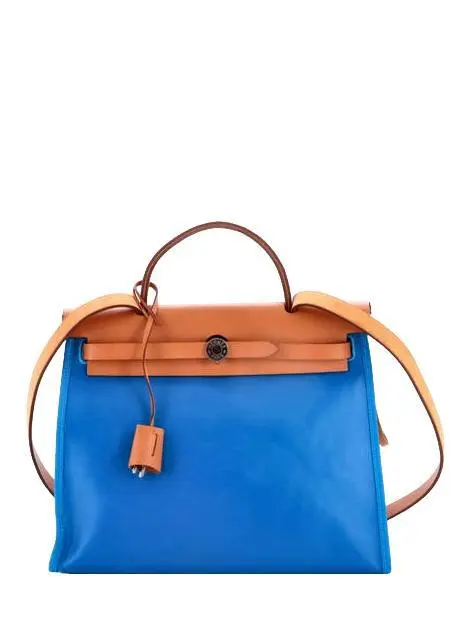 Hermès Herbag Zip Berline Vache Canvas And Leather 31 - Blue