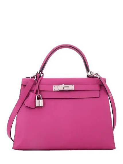 Hermès Kelly Handbag Epsom With Palladium Hardware 28 - Pink