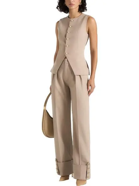 Manière De Voir Tailored Twin Pleat Pants With Gold-tone Hardware - Beige