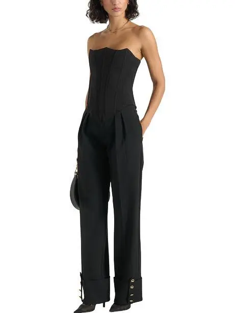 Manière De Voir Tailored Twin Pleat Pants With Gold-tone Hardware - Black