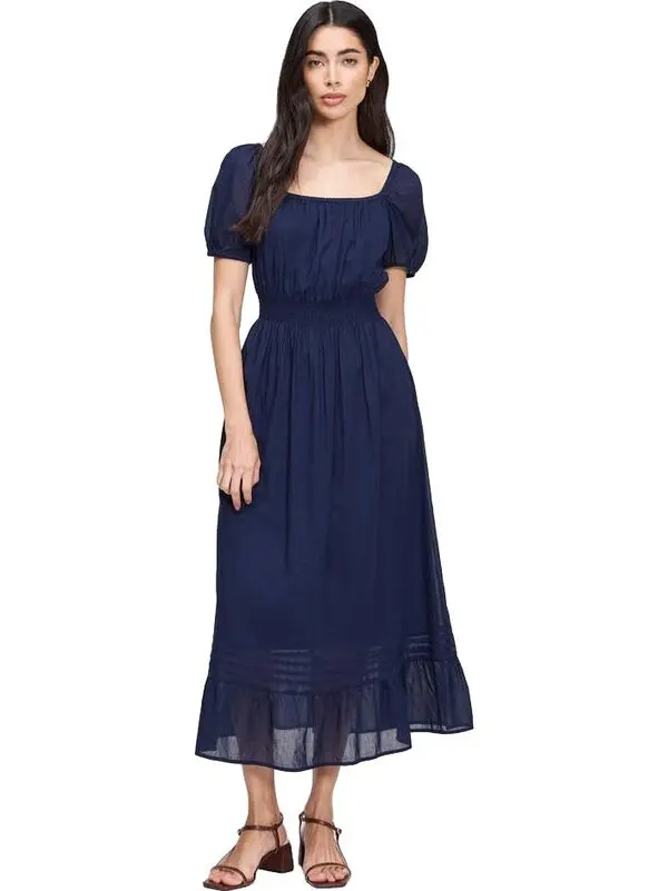 FINERY LONDON Petite Mandy Cotton Voile Midi Dress - Navy