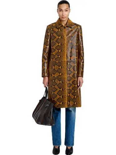 Proenza Schouler Leticia Coat In Python Print Leather - Gold Multi