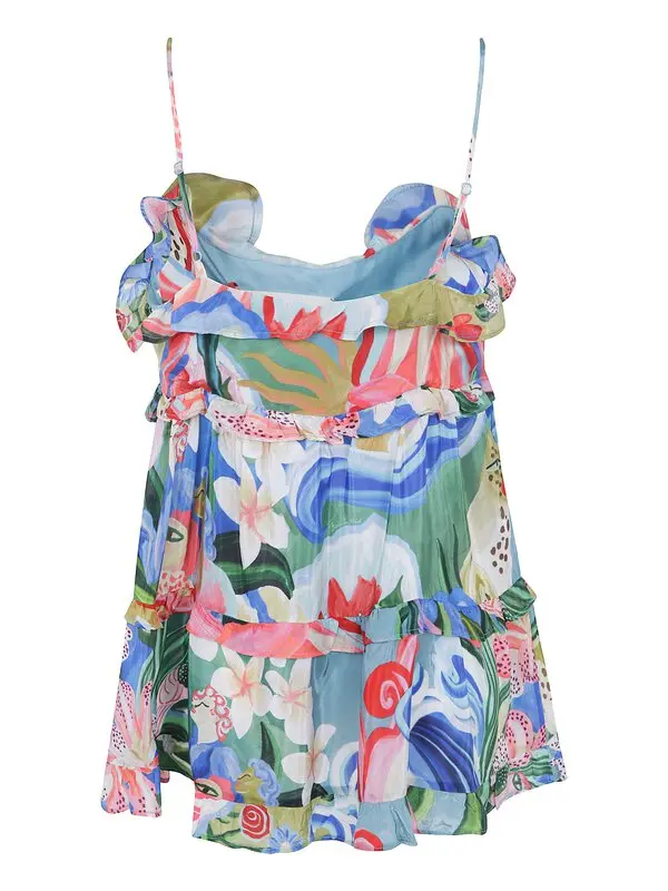 Farm Rio Garden Of Life" Ruffled Sleeve Blouse - Multi