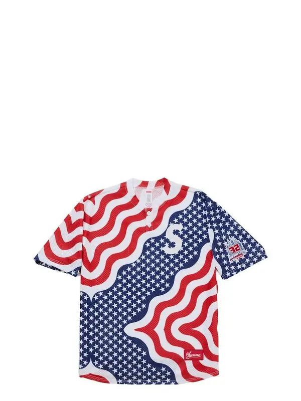 Supreme Logo Baseball Henley Ss26 - Flag