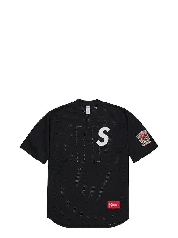 Supreme Japan Shop Logo Baseball Henley - Black