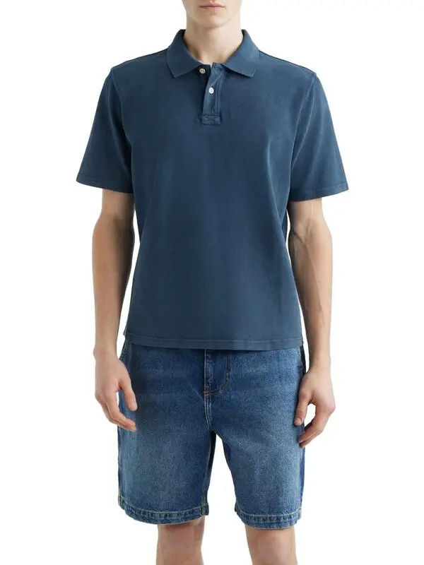 CORRIDOR Brushed Cotton Piqué Polo - Navy