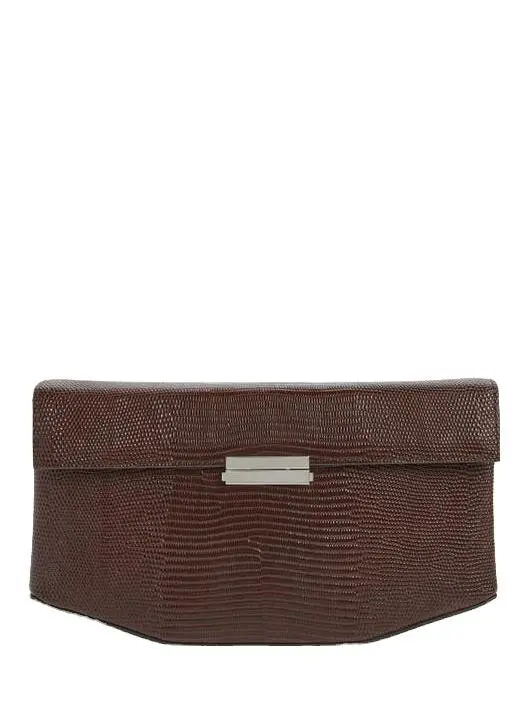 TOTEME Clip Lizard Embossed Leather Bag - Brown