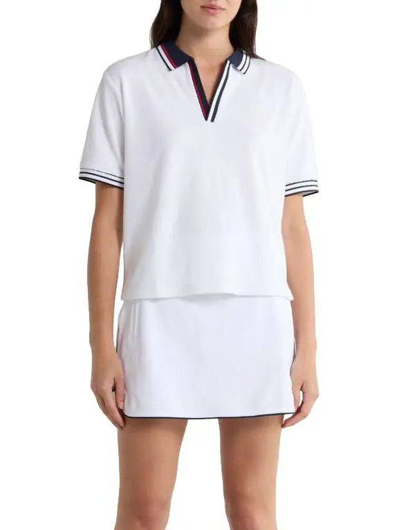 G/fore Circle G Johnny Collar Cotton Blend Terry Polo - Snow