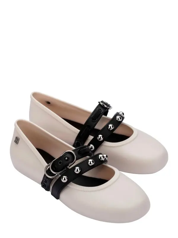 Melissa Stud Mary Jane Ballet Flats - Beige/black
