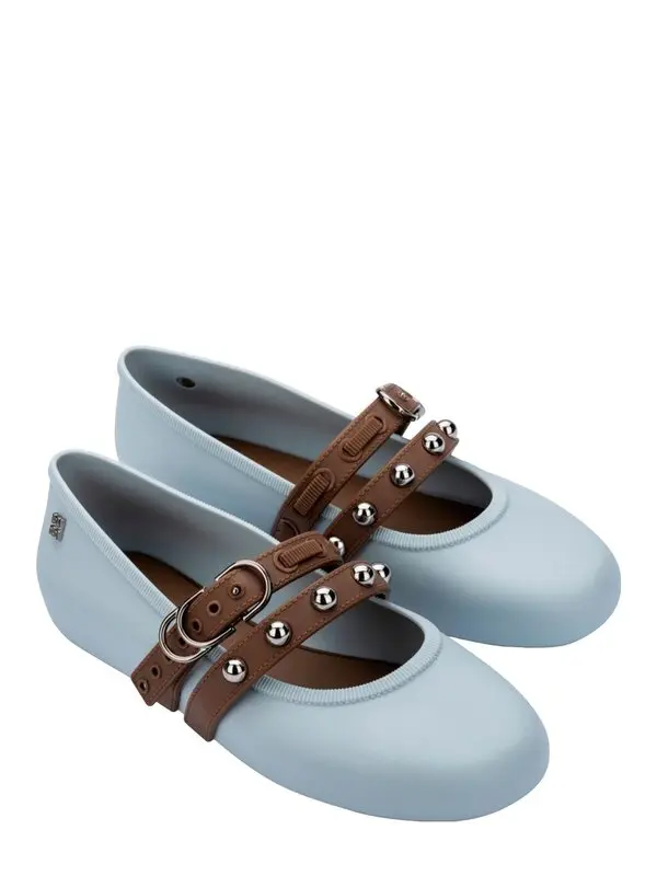 Melissa Stud Mary Jane Ballet Flats - Blue/brown