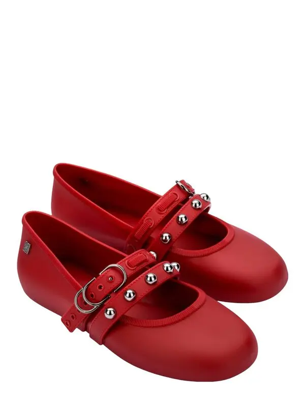 Melissa Stud Mary Jane Ballet Flats - Red