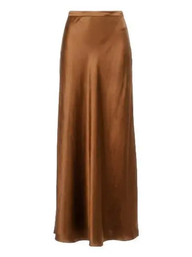 ALYSON EASTMAN Silk Charmeuse A-line Midi Skirt - Copper