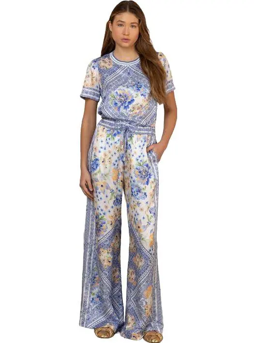 Hale Bob Yasmin Silk Charmeuse Wide-leg Pants - Blue