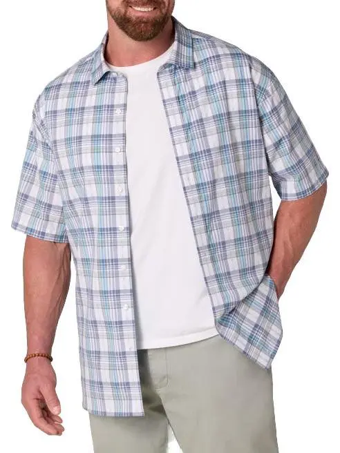 TRUE NATION BY DXL Big & Tall Western Plaid Sport Shirt - Blue Multi