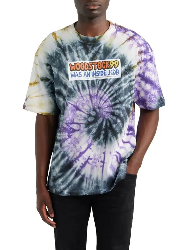 PLEASURES Inside Job Tie Dye Cotton Graphic T-shirt - Tie-dye