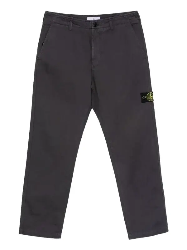 Stone Island Logo Patch Straight-leg Trousers - Grey