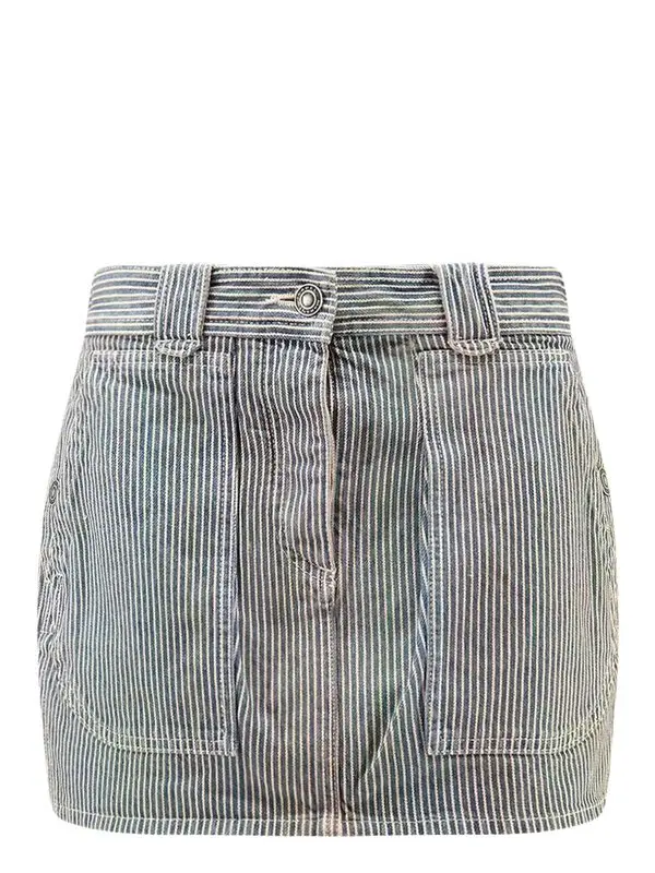 MARANT ETOILE Striped Denim Mini Skirt - Blue