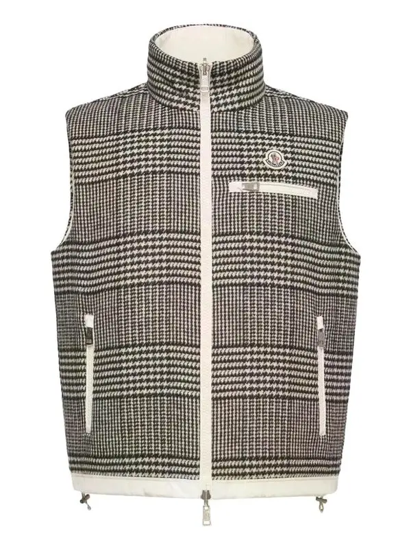 Moncler Gienah Reversible Wool Blend Down Gilet - Black