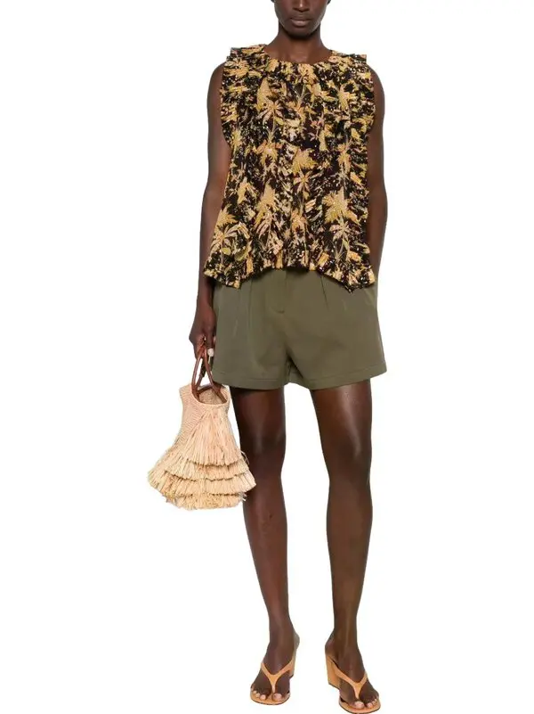 Ulla Johnson Sabra Floral-print Ruffled Top - Black