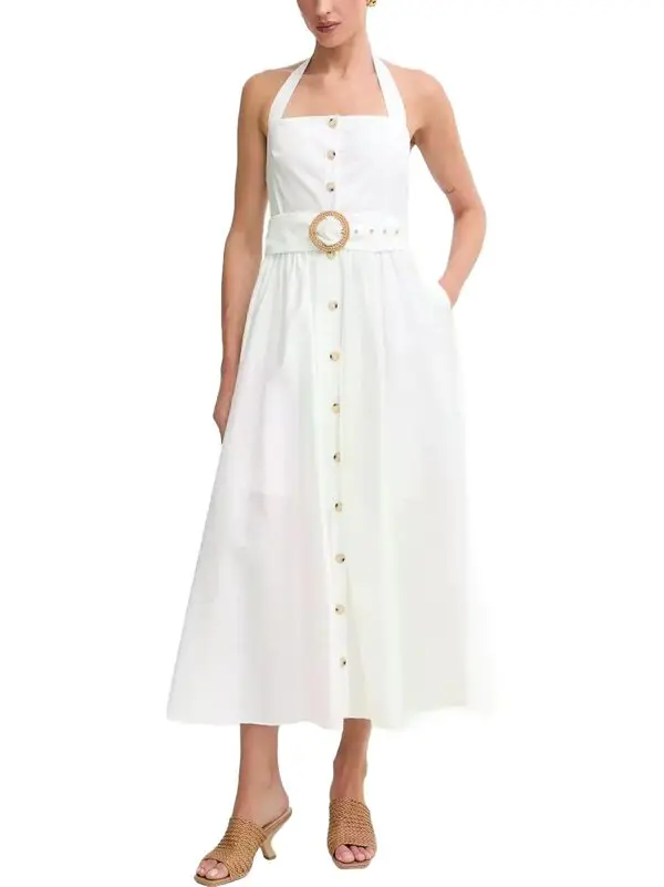 FRACOMINA Belted Halterneck Midi Dress - White