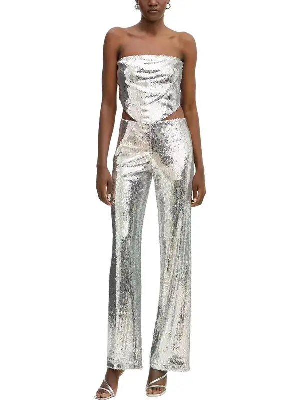 HAVEONE Sequin-embellished Bandeau Top - Silver