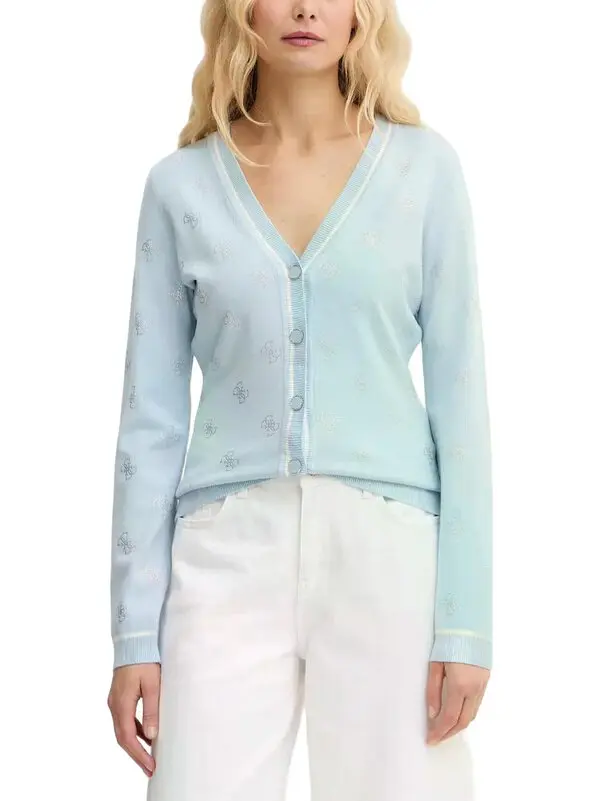 Guess Rhinestone Logo-pattern Cardigan - Blue