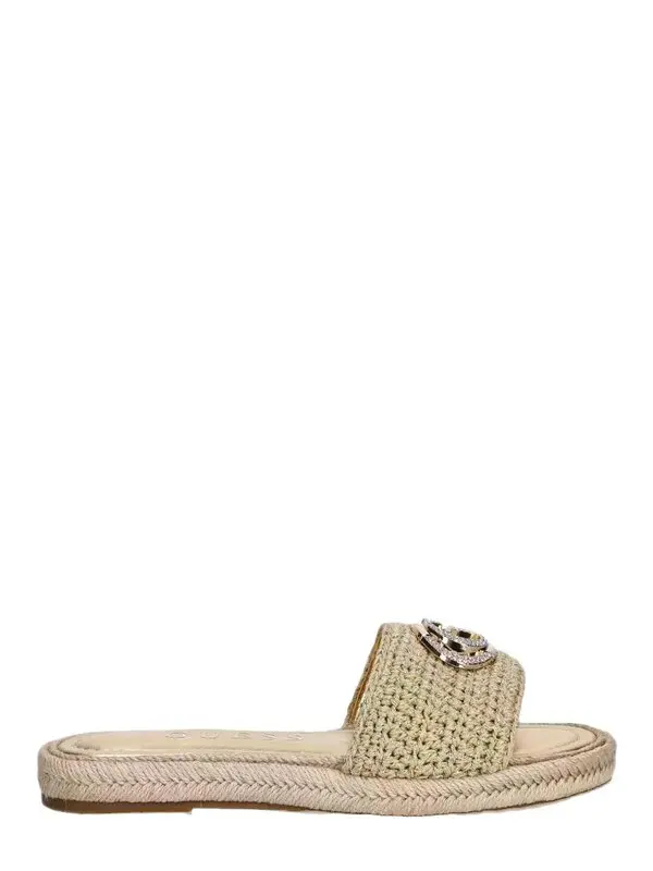 Guess Kaylis Logo-plaque Crochet-knit Slides - Neutrals