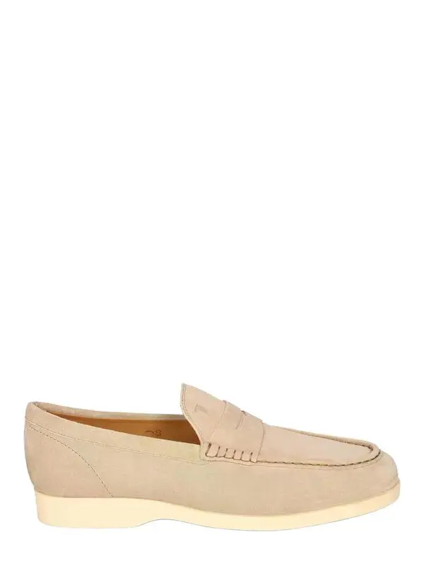 TOD'S Suede Penny Slot Loafers - Neutrals