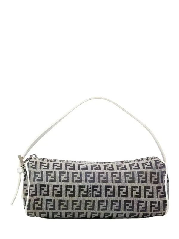 Fendi Zucchino Canvas Barrel Pochette Handbag - Grey