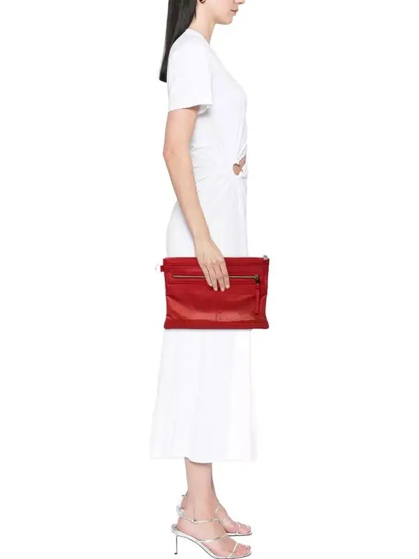 Balenciaga Lambskin Leather Motocross Classic Clip M Clutch Bag - Red