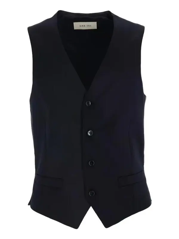 L.B.M. 1911 V-neck Button-up Gilet - Blue