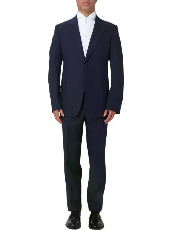 Emporio Armani Flap-pocket Single-breasted Suit - Blue