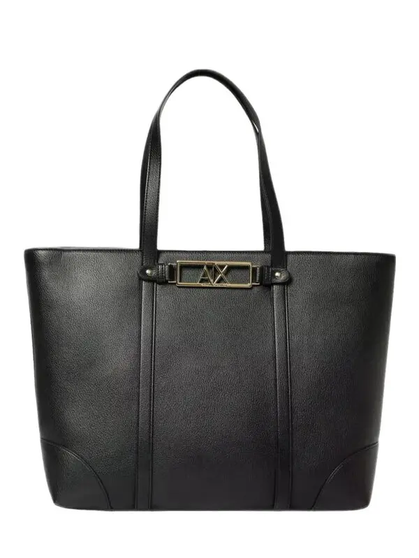 Emporio Armani Logo Plaque Tote Bag - Black