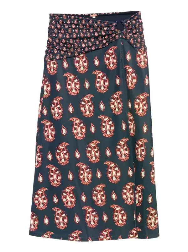 Johanna Ortiz The Sun Paisley-pattern Midi Skirt - Blue