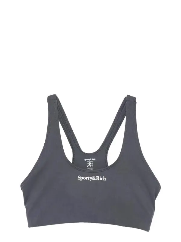 SPORTY & RICH Logo-print Racerback Sports Bra - Grey