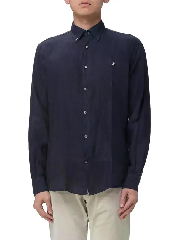 BROOKSFIELD Embroidered-logo Button-down Shirt - Blue