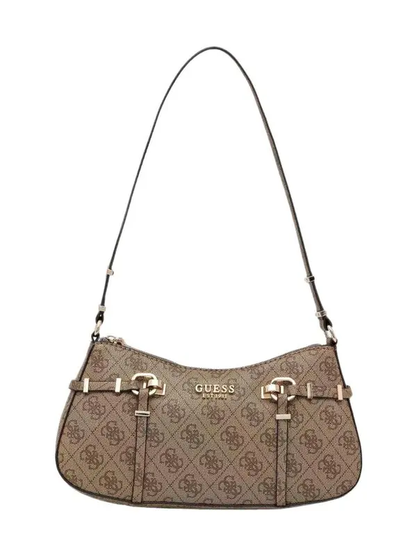 Guess Leona Logo-monogram Shoulder Bag - Neutrals