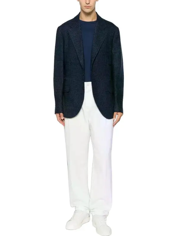 Brunello Cucinelli Check-pattern Single-breasted Blazer - Blue