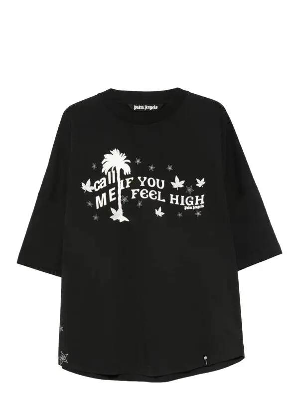 Palm Angels Graphic-print Drop-shoulder T-shirt - Black