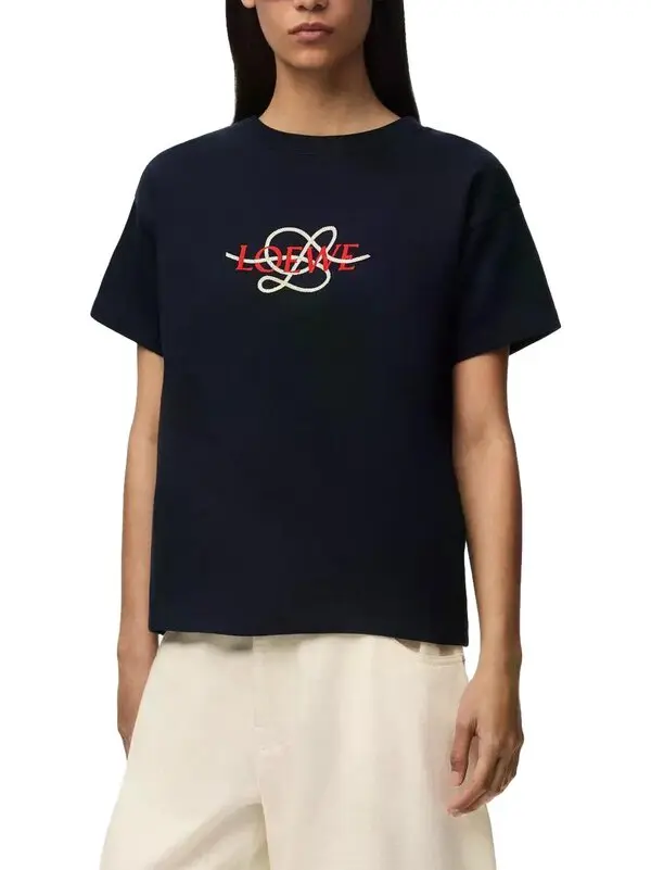 Loewe Logo Embroidered T-shirt - Blue